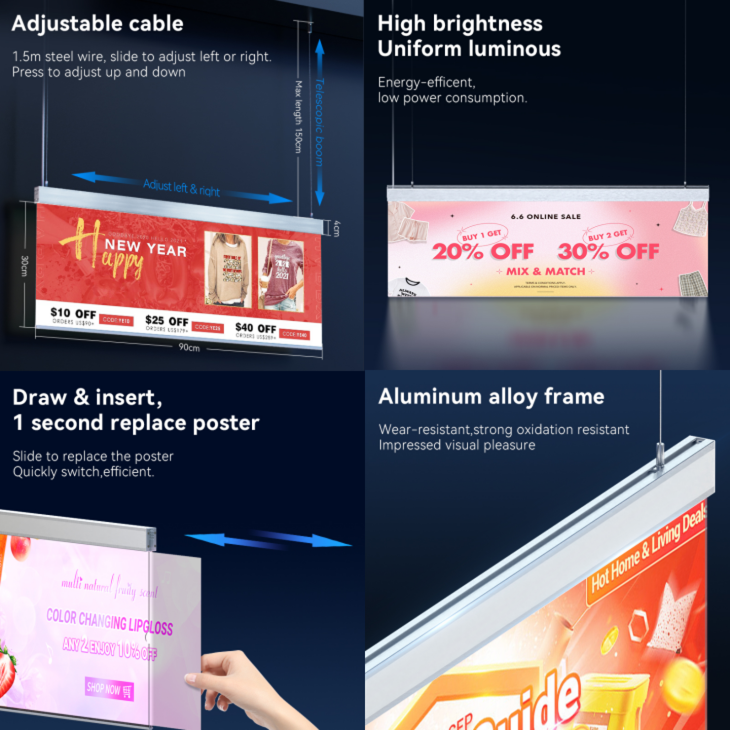 Hanging LED Light Box - Suspended LED Display for Indoor Use | 777Sign